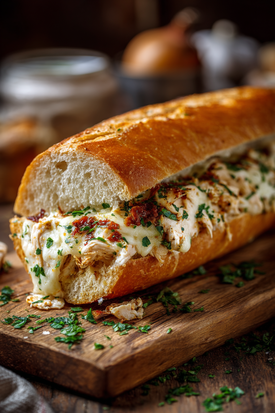 Cheesy Chicken Garlic Bread Sandwich Recipe Delight