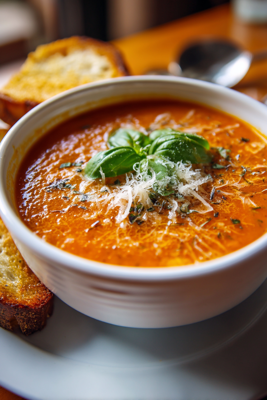 Creamy Tomato Basil Parmesan Soup Recipe and Benefits