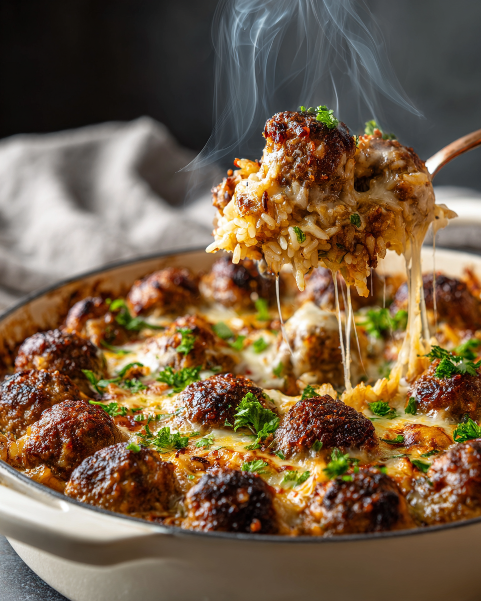 Easy Honey Garlic Meatball Rice Bake Recipe for Busy Nights
