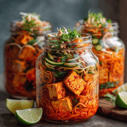 Instant Gochujang Lime Tofu Noodle Jars: Quick Comfort Food