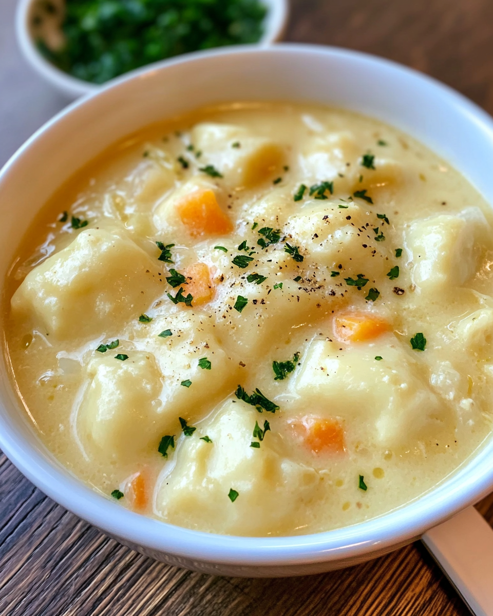 Creamy Knoephla Soup (Potato and Dumplings) - My Coffee Has Butter