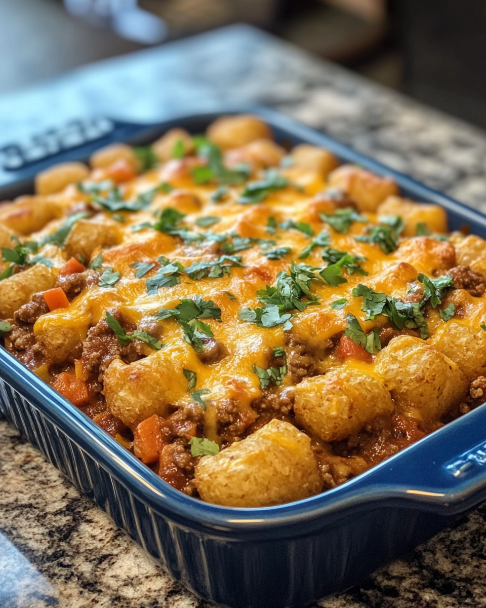 Easy Weeknight Chili Tater Tot Casserole - My Coffee Has Butter