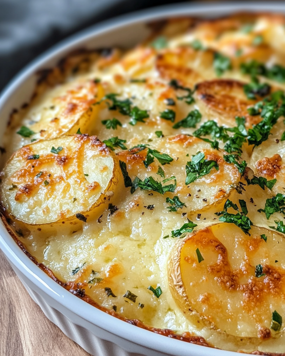 Cheesy Garlic Potatoes Gratin - My Coffee Has Butter