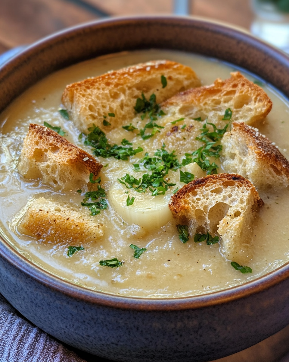 Country French Garlic Soup - My Coffee Has Butter