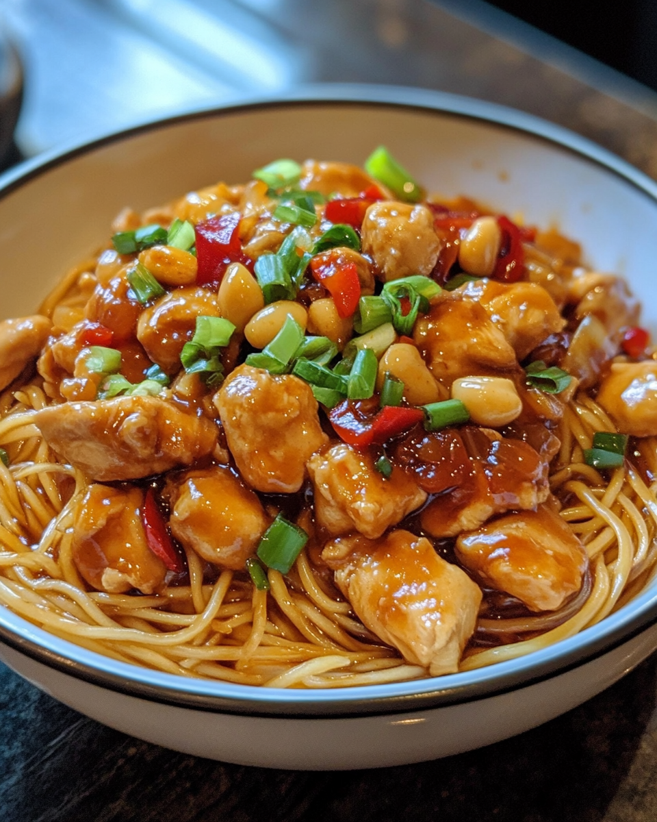 Kung Pao Chicken Noodles - My Coffee Has Butter